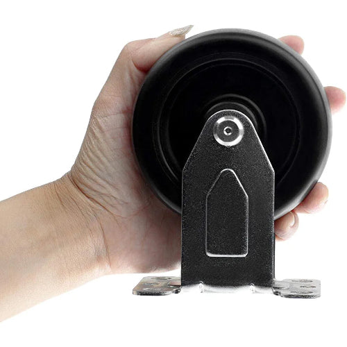 Heavy-Duty 4" Polyolefin Black Rubber Top Plate Casters - 1400 lbs Tot ...