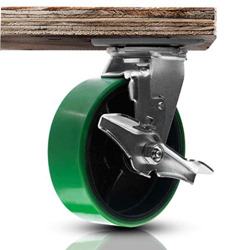 4 Pack 6-inch Plate Casters with Heavy Duty Polyurethane Wheels, 4800 ...