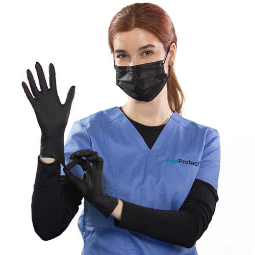 GripProtect® Precise Black Nitrile Gloves, 4mil, Powder-Free Exam Glov ...